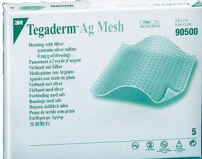 3M Tegaderm Ag Mesh Dressing with Silver 2x2, Antimicrobial, Latex-free ...