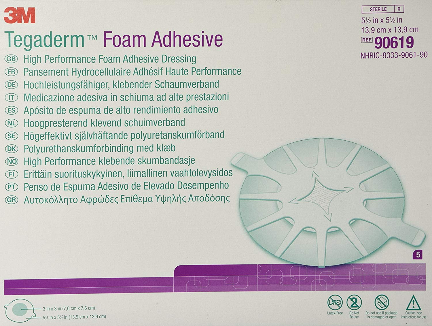 3M Tegaderm High Performance Foam Adhesive Dressing 90619, Heel Design ...