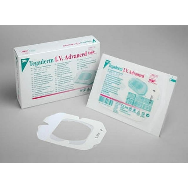 3M Tegaderm Advanced Securement I.V. Dressings, Transparent Film, 4 x 4 ...