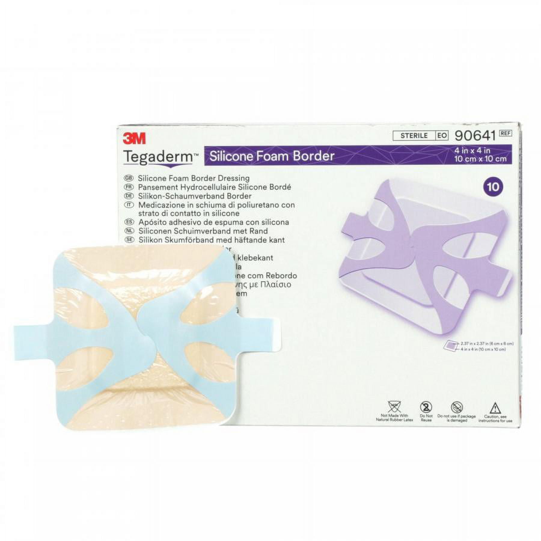3M Tegaderm Silicone Foam Adhesive Wound Dressing, 4x4 Inch, Film Border, 10 Count - Walmart.com