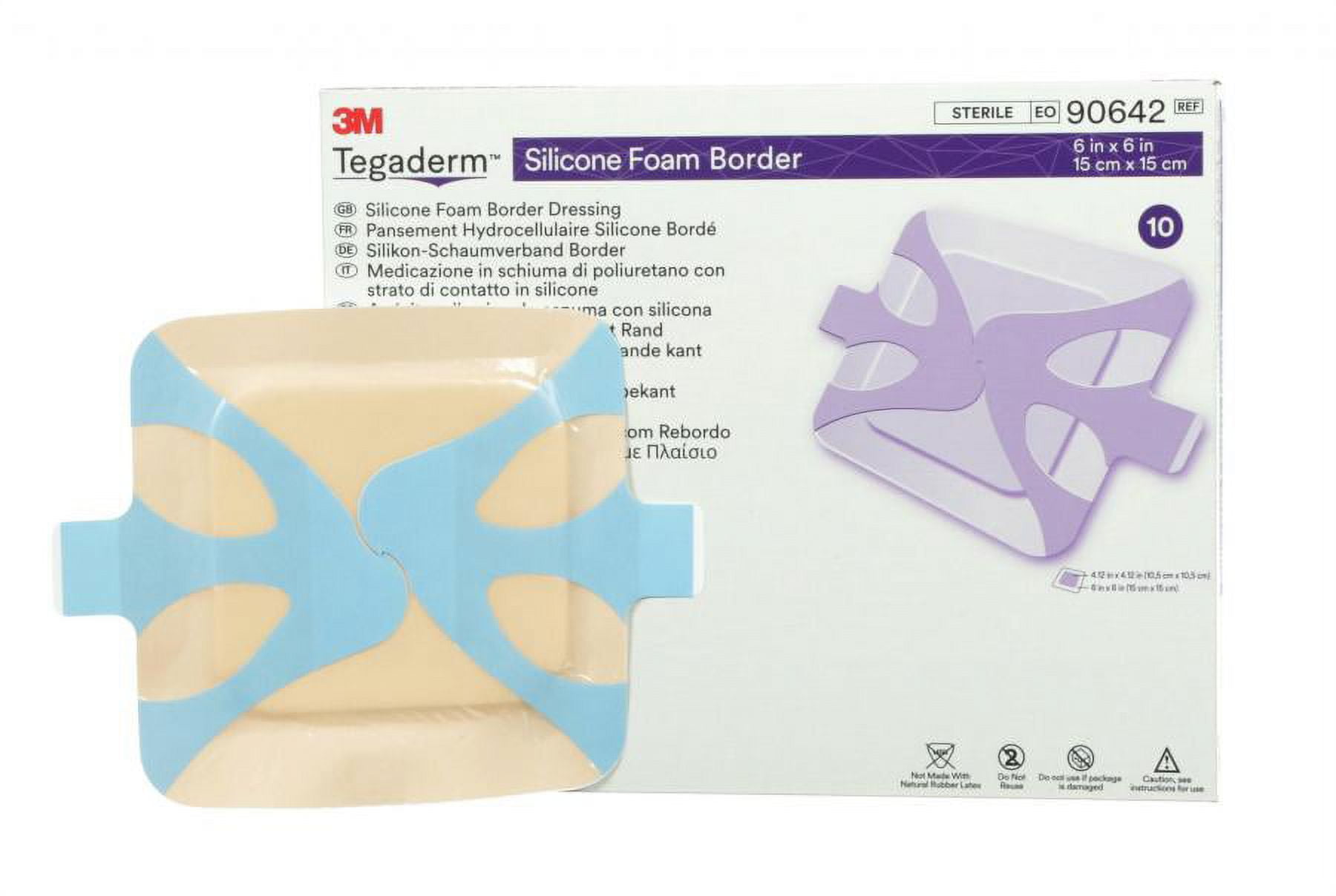 3M Tegaderm Silicone Foam Border Dressing, 6 x 6 Inch, 10 Count ...