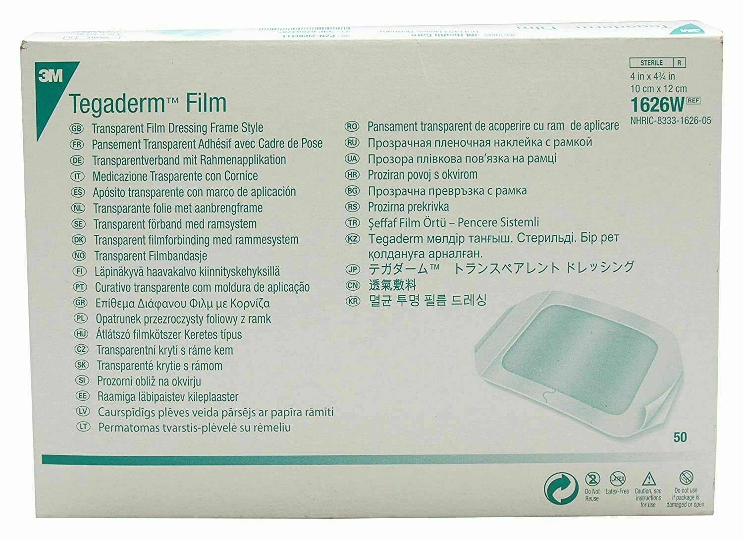 Tegaderm Transparent Film Dressing, Waterproof, Hypoallergenic, 4 in. x ...