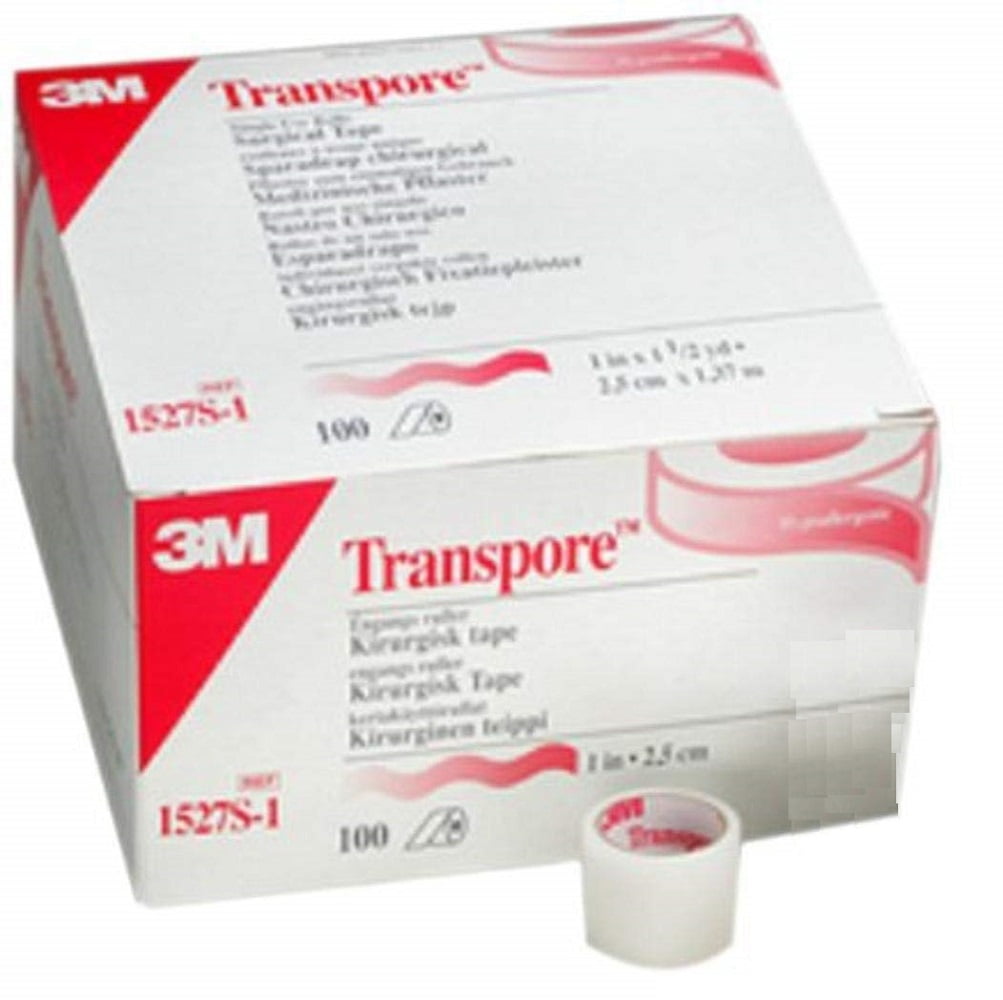 3M Transpore Surgical Tape, single-patient use roll 1527S-1, 1 inch x 1 1/2 yard (2.5cm x 1.37m ...