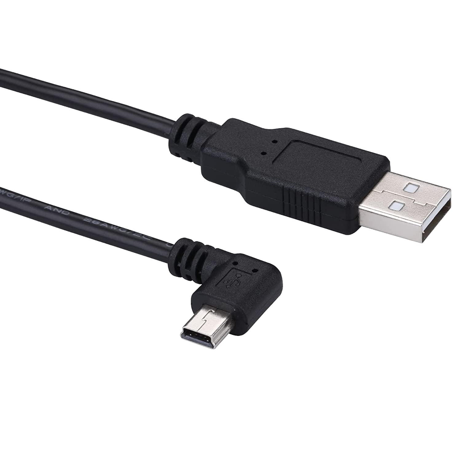 3M USB A to Mini B USB Cable 90 Degree Left Angle Data Sync Charge Cord with 5 pcs Wiring Clips for Nextbase