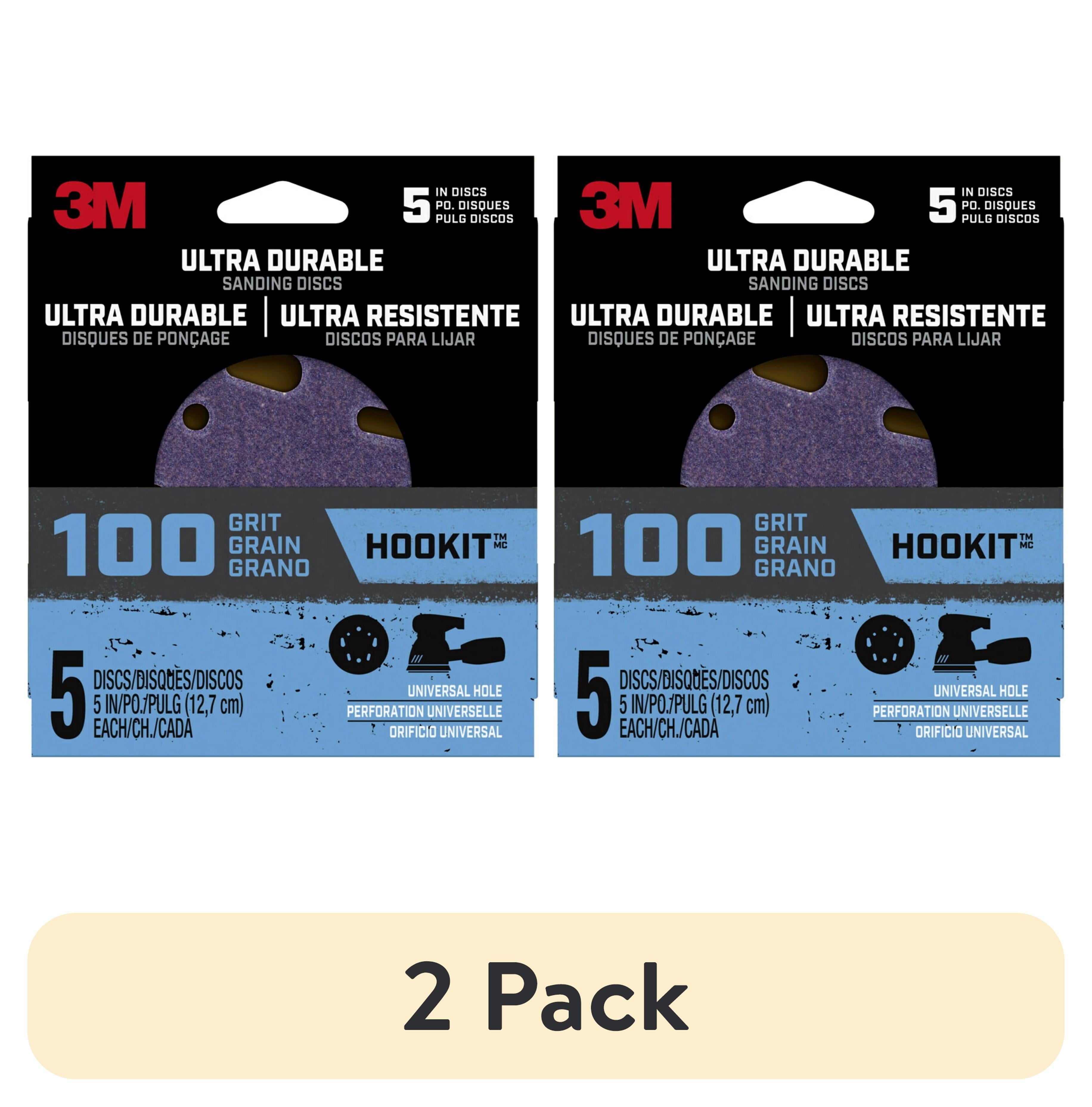 (2 pack) 3M Ultra Durable 5 inch Power Sanding Discs, Universal Hole ...
