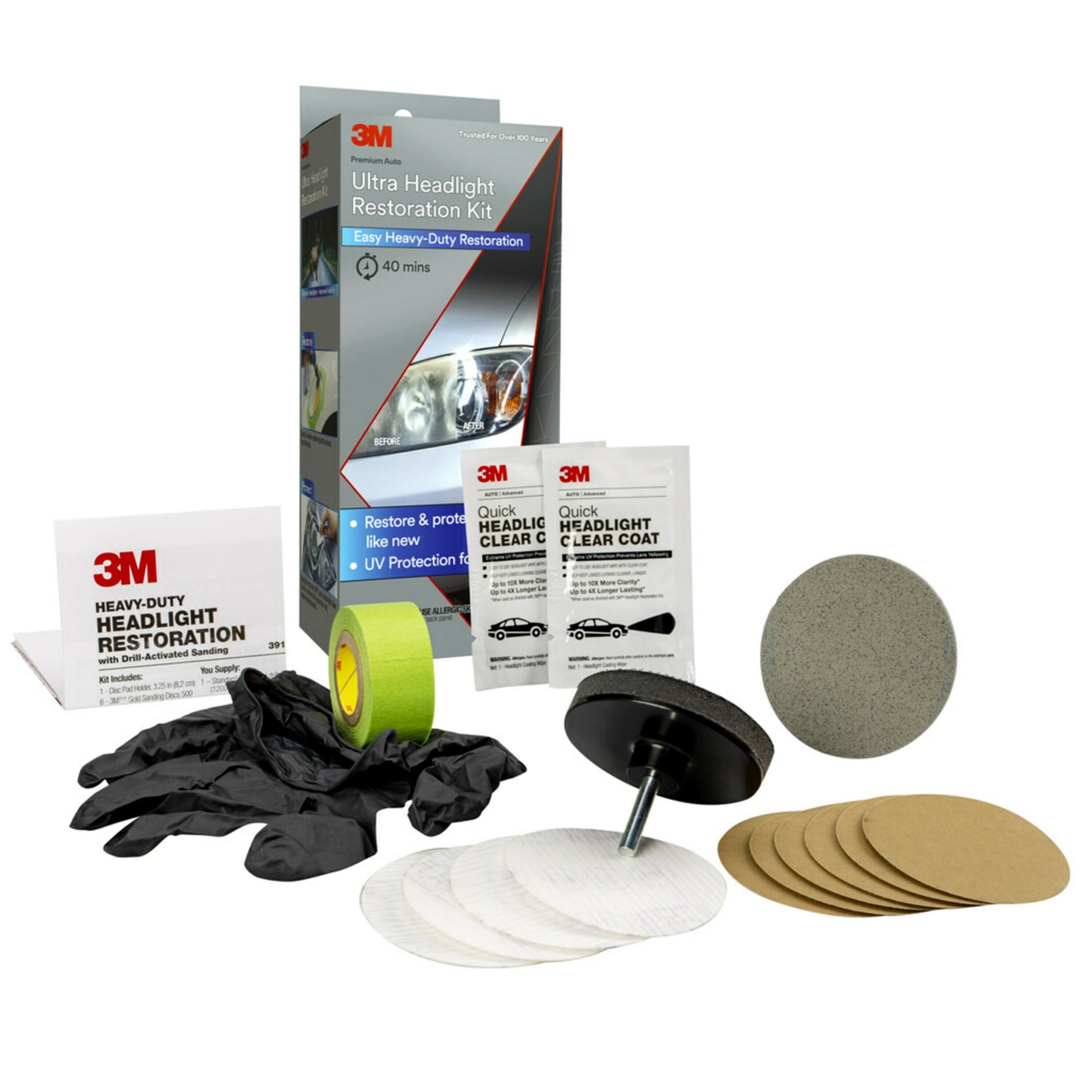 3M Ultra Headlight Lens Restoration Kit 39195 - Renewal Headlamp ...