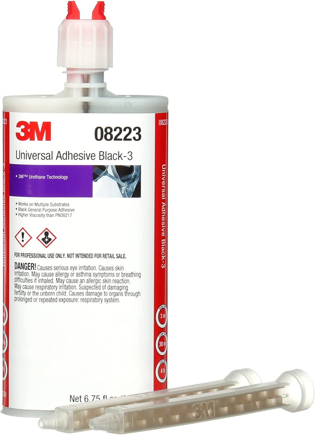 3M Universal Adhesive Black - 3, 08223, High Viscosity, Gap Filling, Durable, Industrial, 200 mL ...