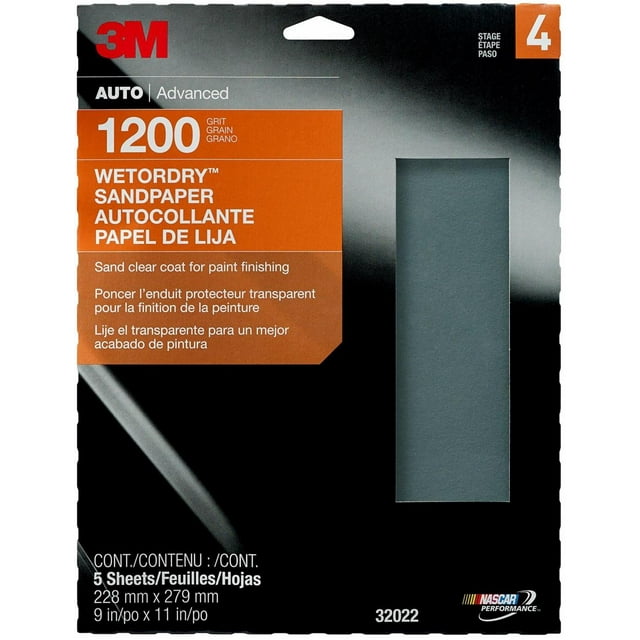 3M Wetordry Sandpaper, 32022, 1200 Grit, 9 in x 11 in, 5 Sheets Per ...