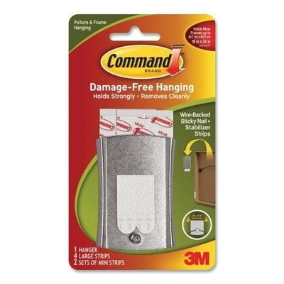 3M Wire Backed Hanger w/Adhes, Sticky Nail, Holds 6lbs. [Set of 2 ...