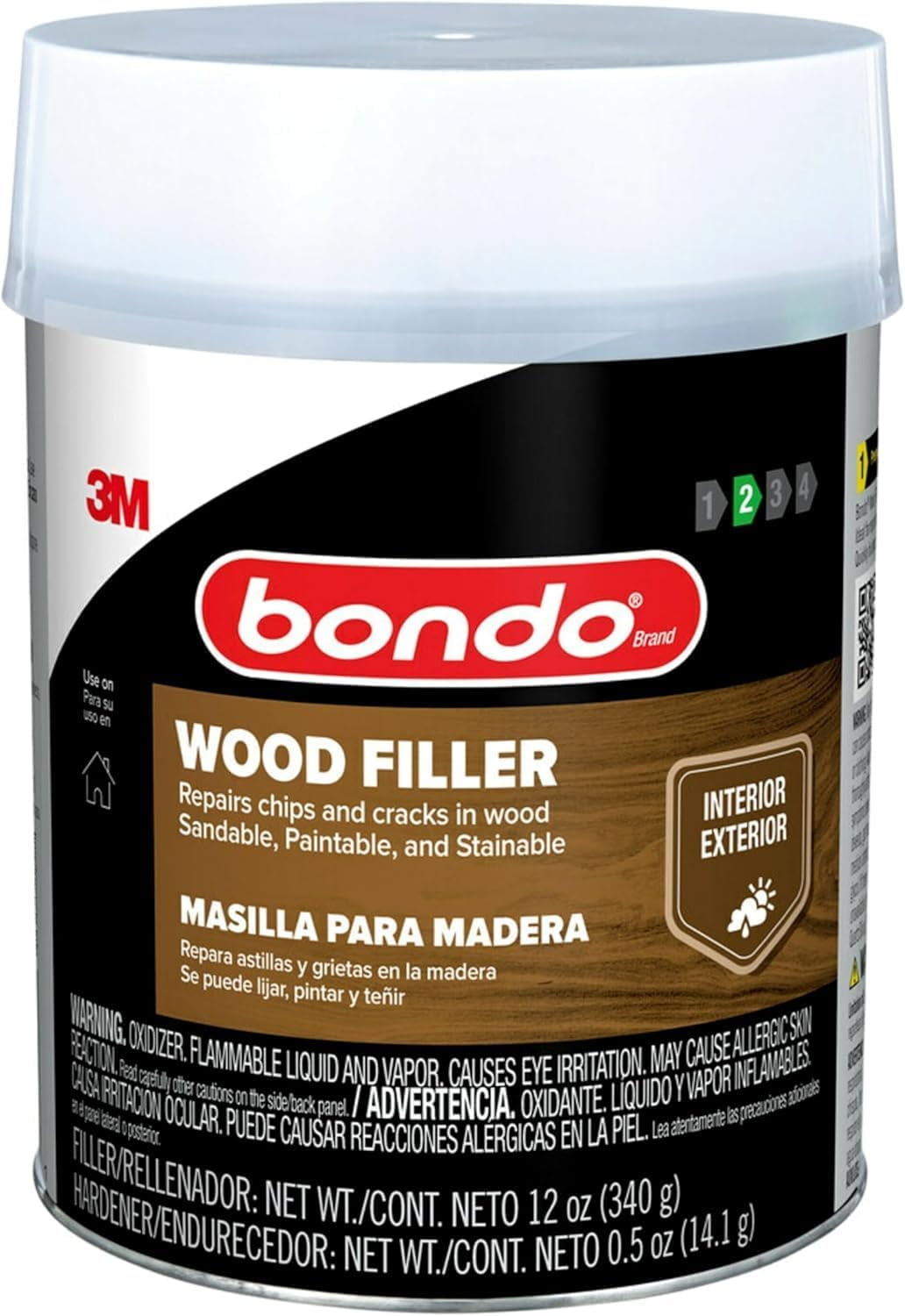 3M Wood Filler 30 Fl Oz, High Performance Two-Part Formula for Interior ...