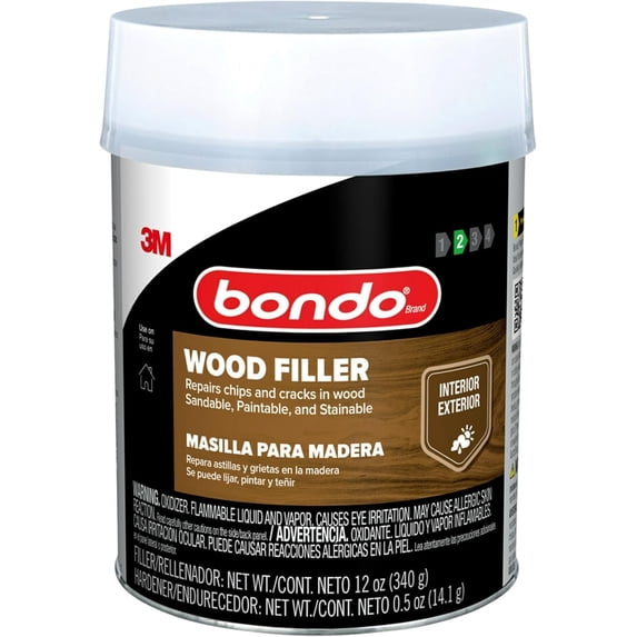 3M Wood Filler 30 Fl Oz, High Performance Two-Part Formula for Interior ...
