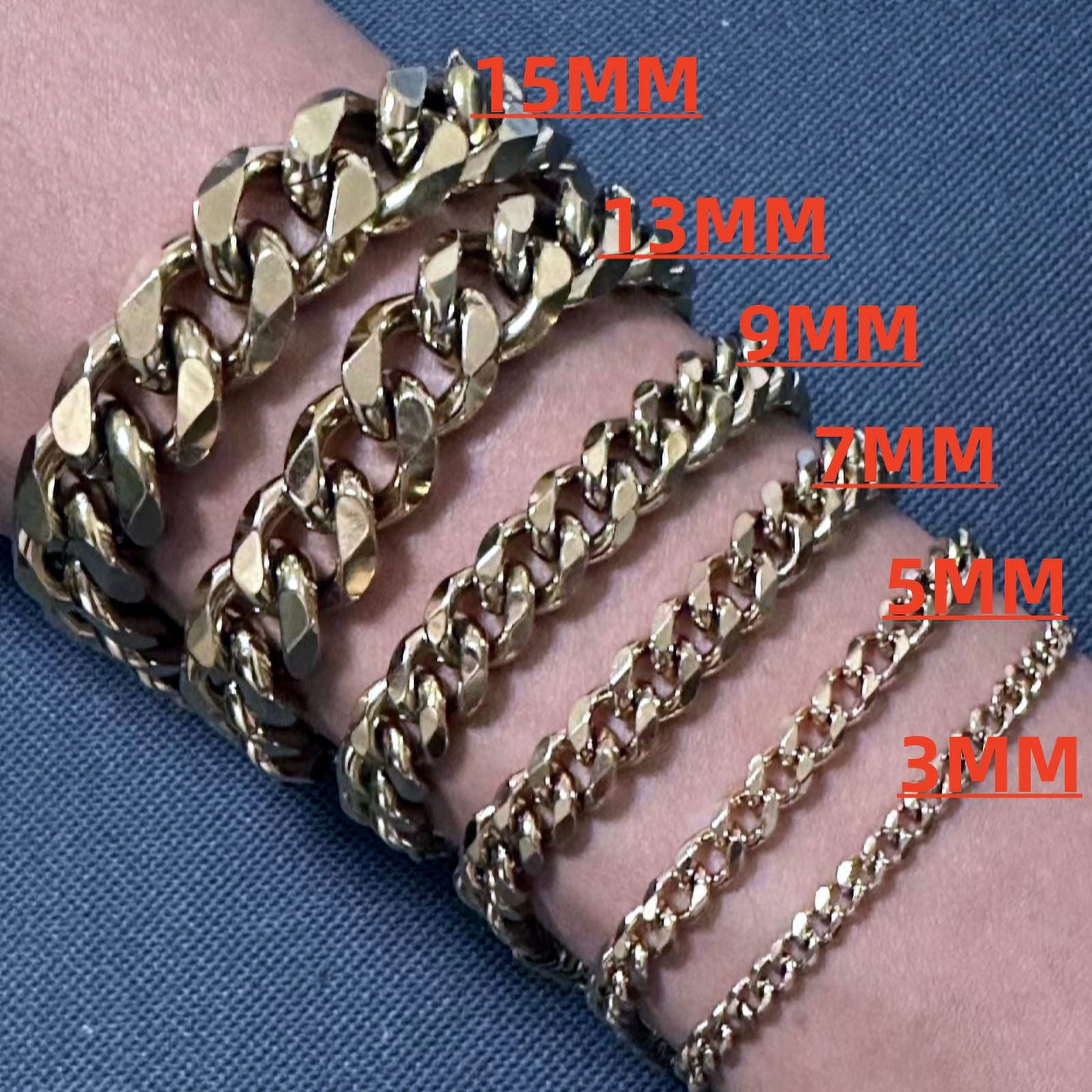 3MM-15MM Thick Stainless Steel Cuban Chain Bracelet For Men Male ...