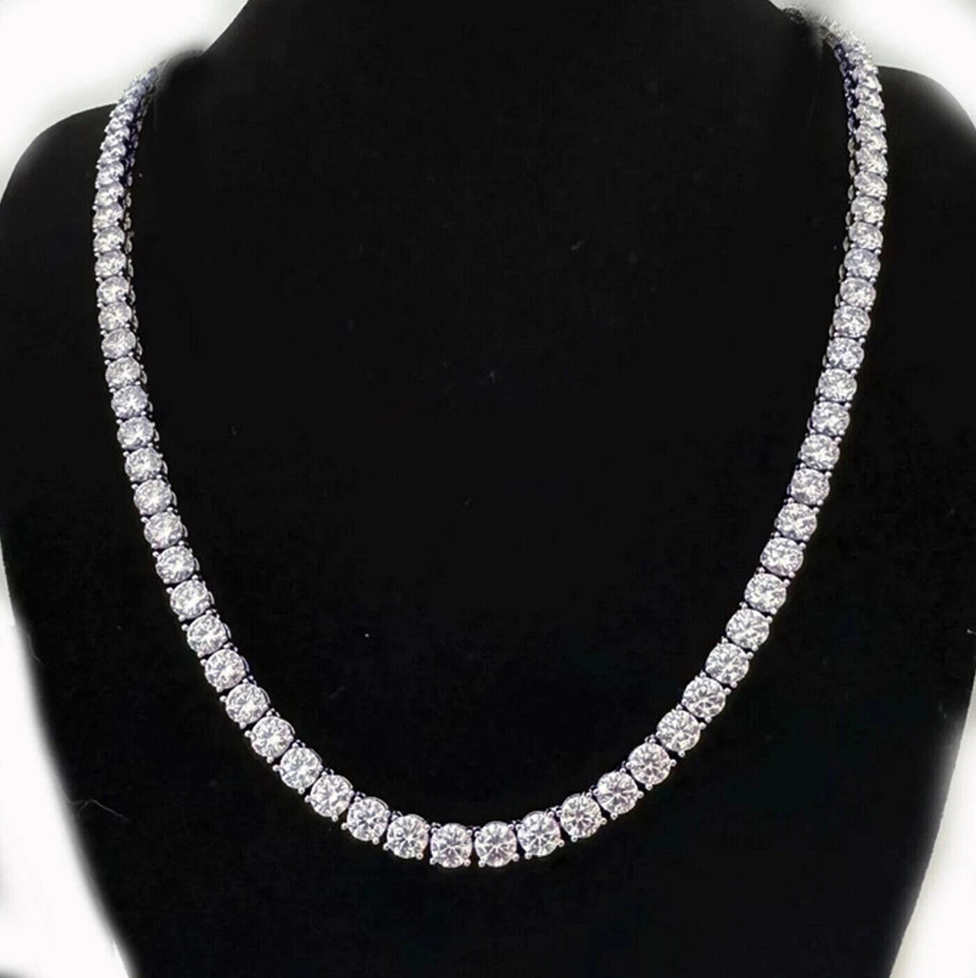 3MM Gorgeous 20Ct Round Cut Simulated Diamond Wedding Tennis Necklace ...