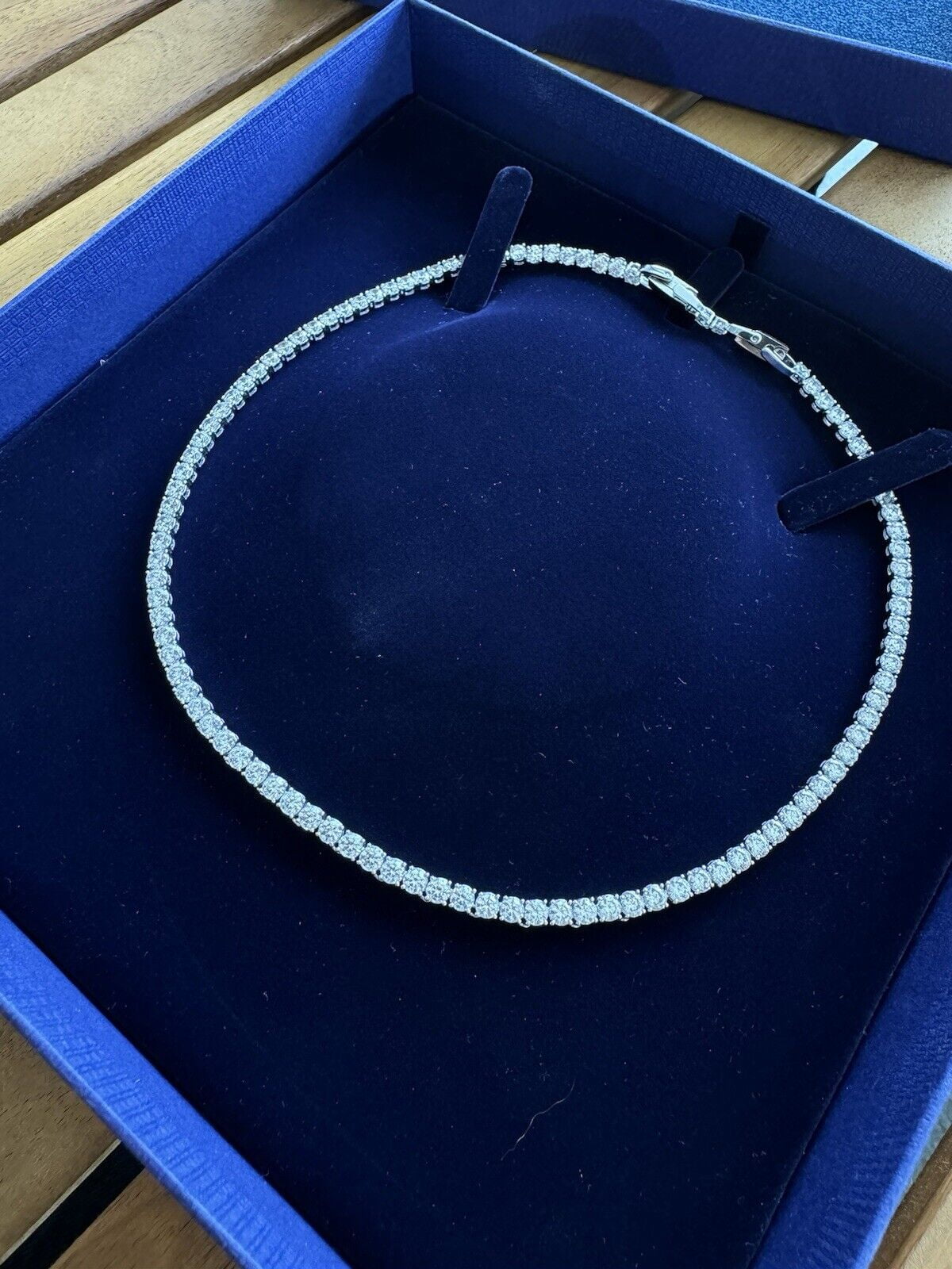 3MM Lab Created Diamond Tennis Necklace 14K White Gold Plated Silver 15 ...