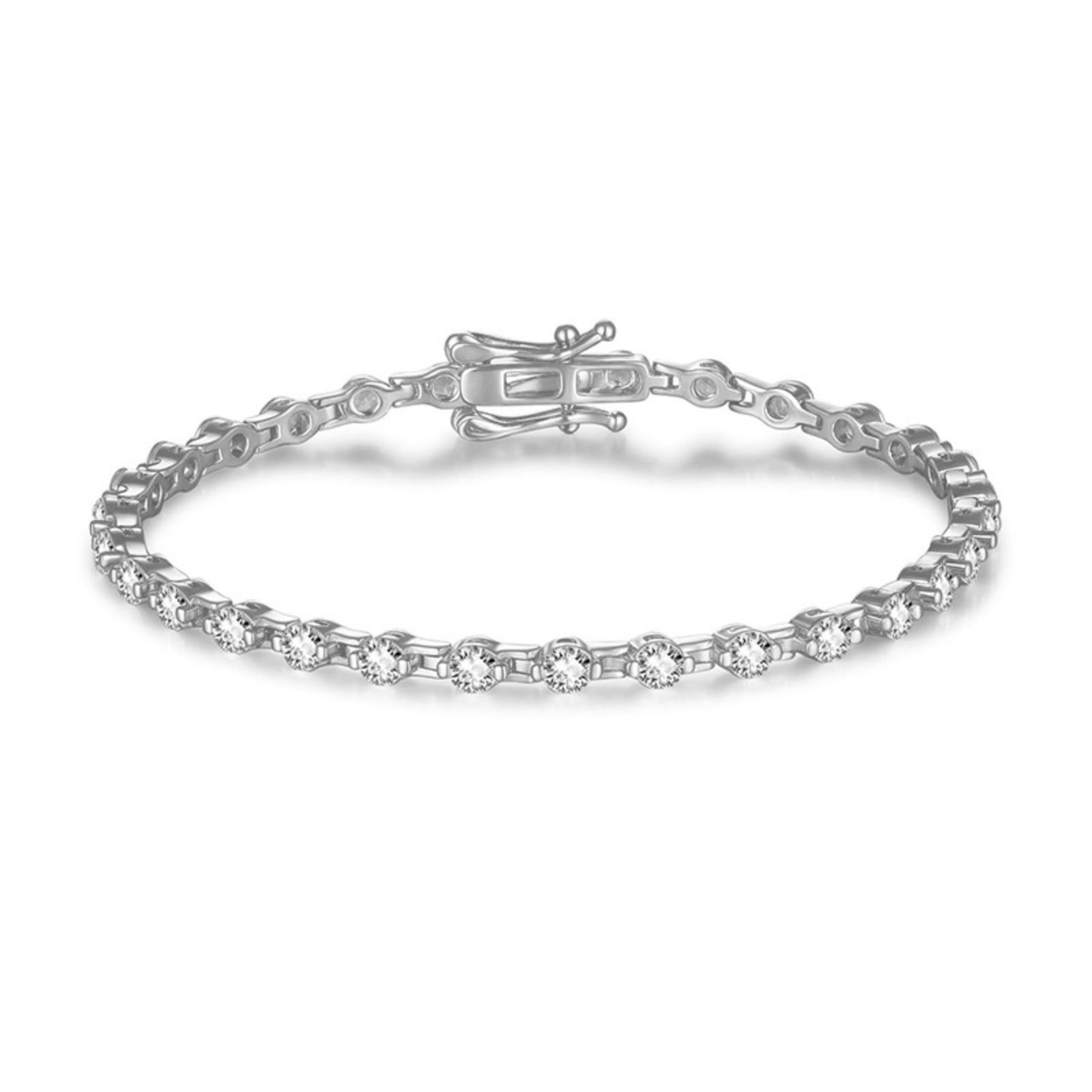 3MM Moissanite Tennis Bracelet S925 Sterling Silver Diamond Bracelets for Women Men D Color VVS1 ...
