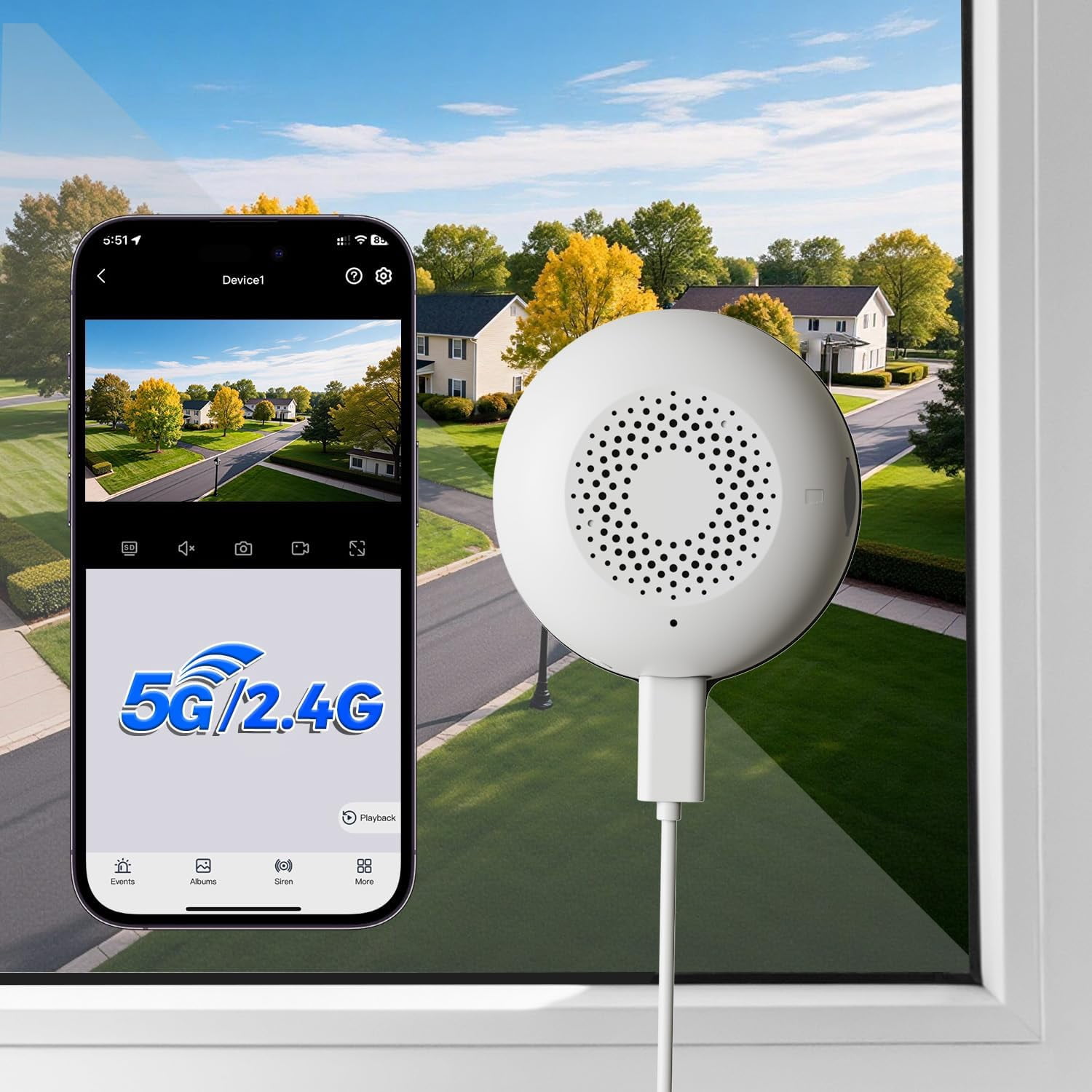 3MP 2K Window Camera, 5G & 2.4GHz WiFi Indoor Camera for Home Security ...
