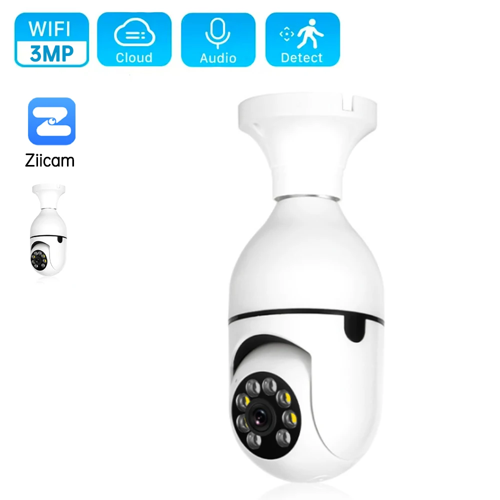 3MP Bulb E27 Surveillance Camera 1080P Full Color Night Vision ...