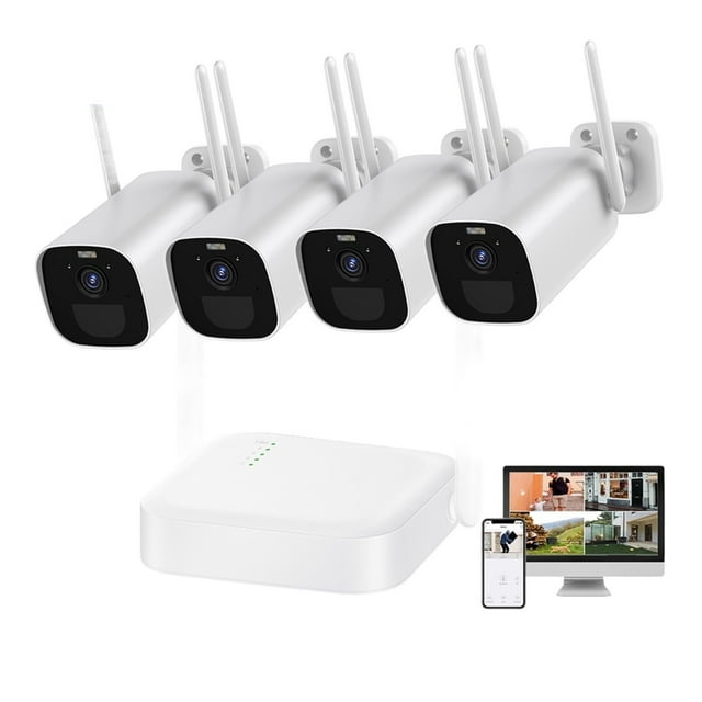 3MP Bullet Wireless IP Camera HD CCTV 4CH Security System Kits Auto ...