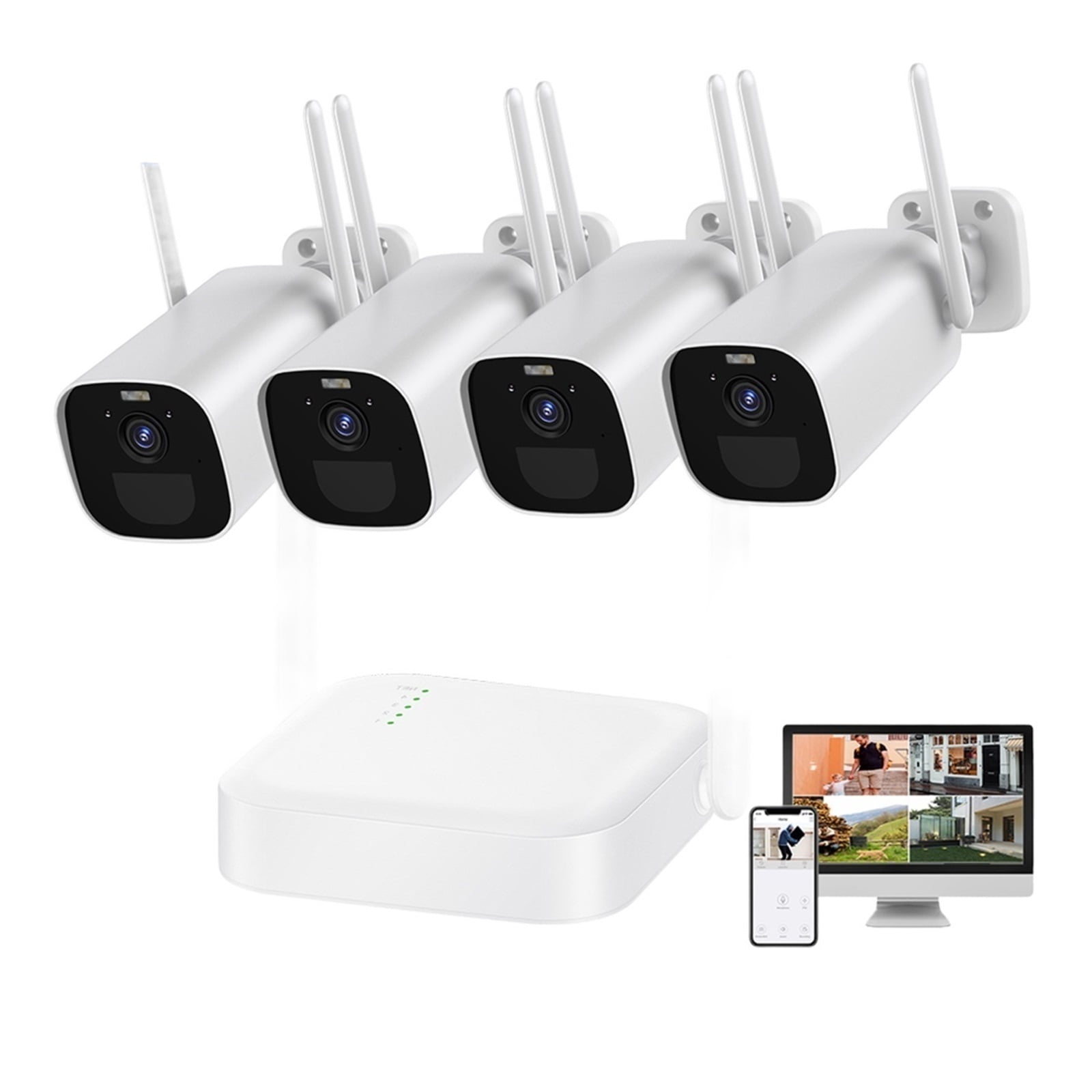 3MP Bullet Wireless IP Camera HD CCTV 4CH Security System Kits Auto ...