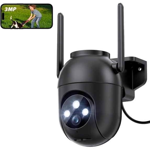 3MP Camera Outdoor Wired: Camera for Outdoor 2.4G/5G WiFi Homekit Dome ...
