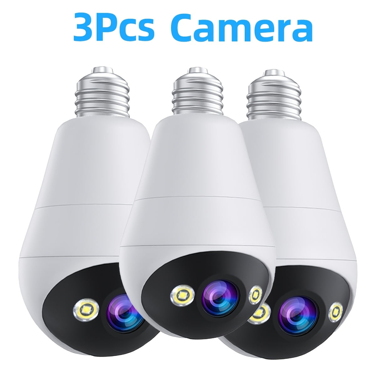 3MP Panoramic PTZ Rotation Light Bulb Wireless Security Camera - Advanced Home Surveillance with ...