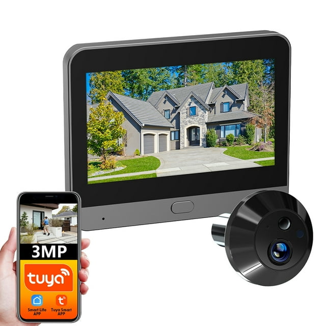 3MP Tuya Smart WiFi Digital Door Magic Eye Peephole Viewer No Red Night ...