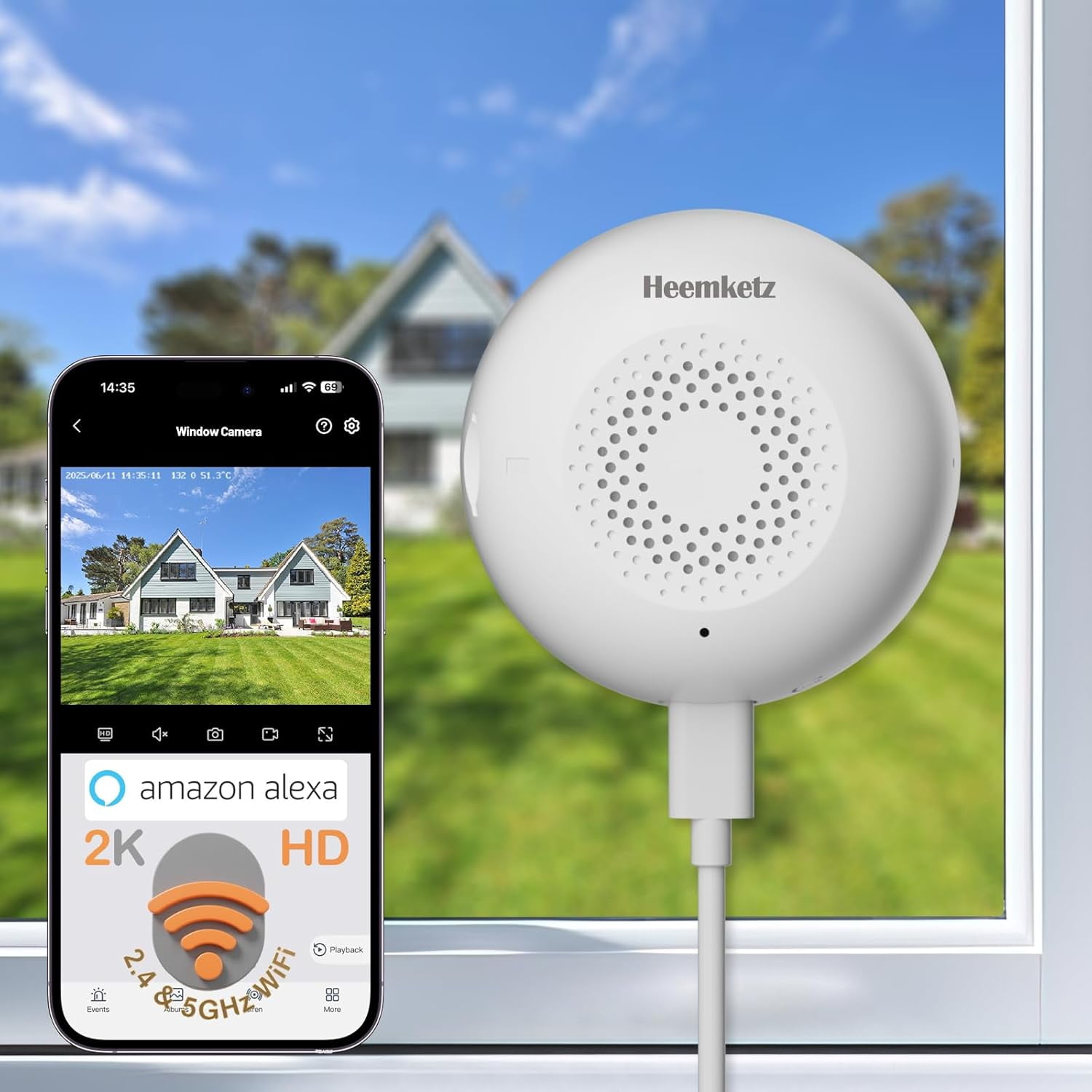 3MP Window Security Camera, 5GHz & 2.4GHz WiFi 6 Indoor/Outdoor ...