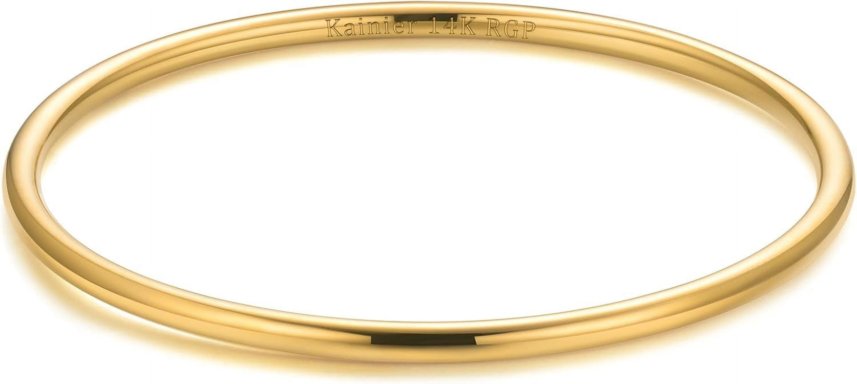 3Mm 14K Gold Plated Bracelet Stainless Steel Glossy Stackable Thin ...