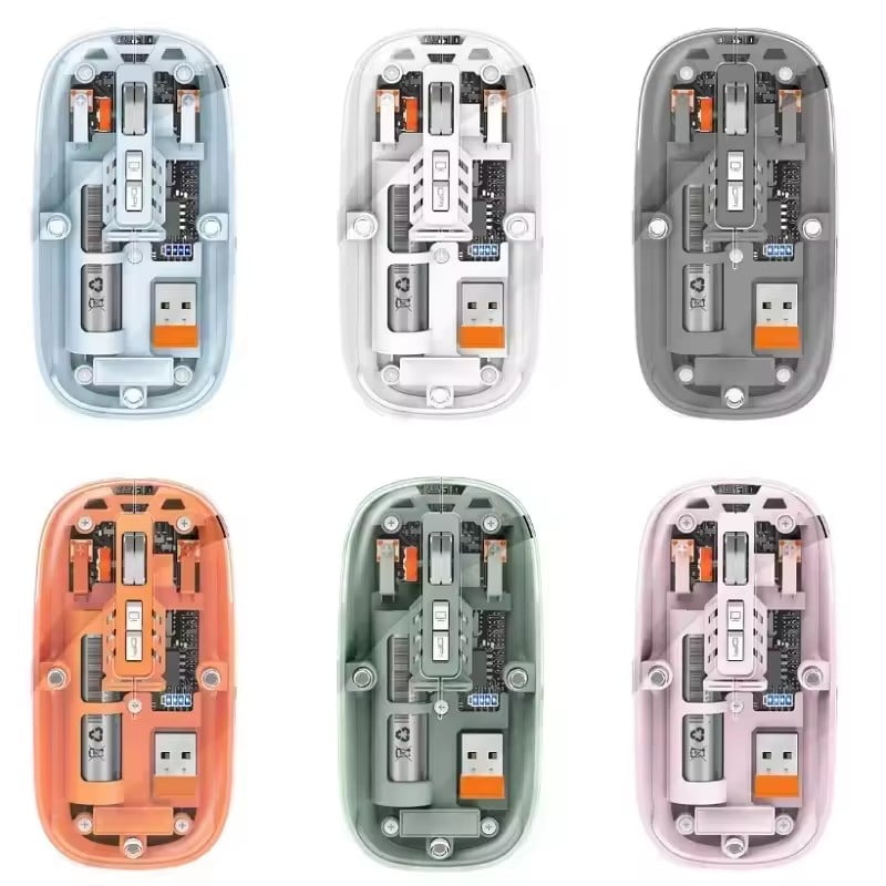3Modes Wireless Bluetooth Transparent Gaming Mouse DPI Adjustable ...