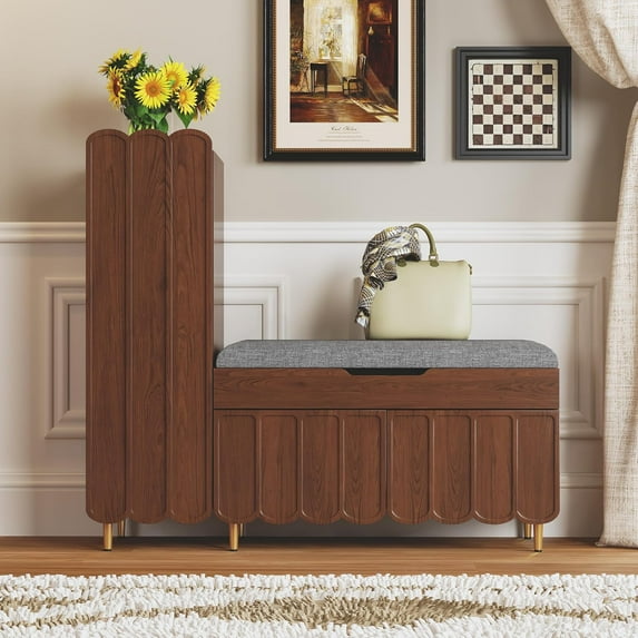 3More Shoe Organizer Cabinet,Entryway Bench with Adjustable Shelves and ...