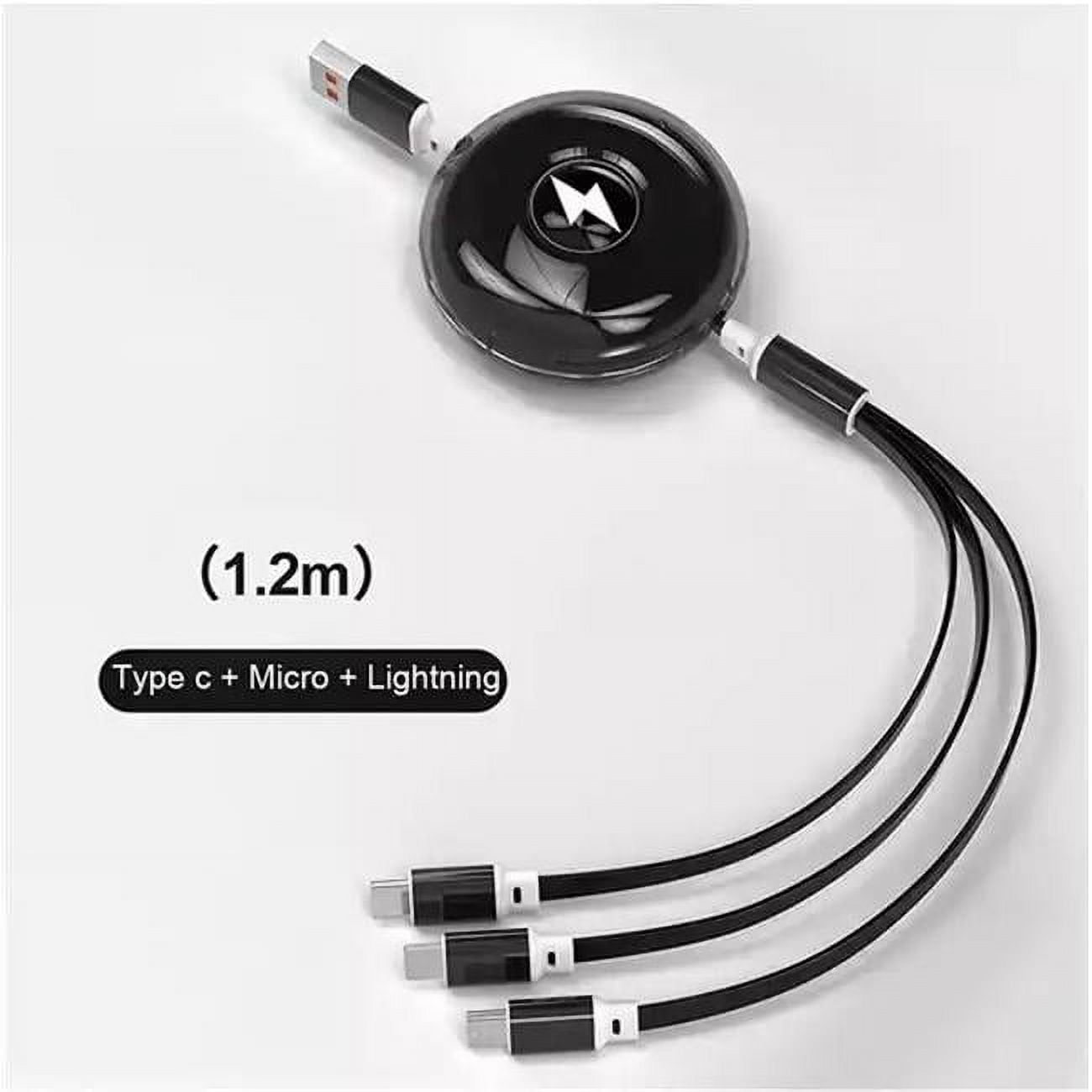 3P Experts 3PX-3N1RETRACABLE-BLK 3-in-1 Retractable Charging Cable ...