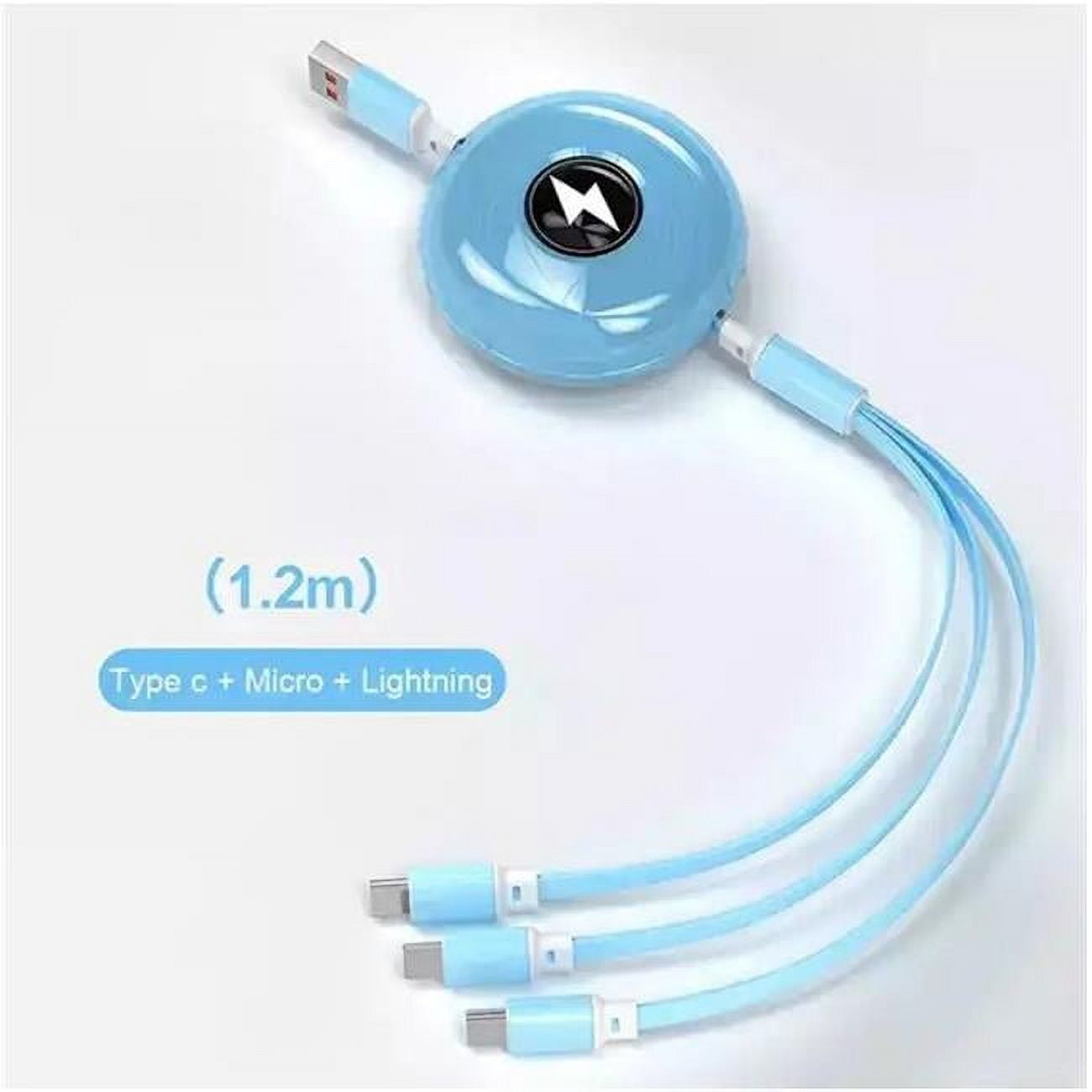 3P Experts 3PX-3N1RETRACABLE-BLU 3-in-1 Retractable Charging Cable ...