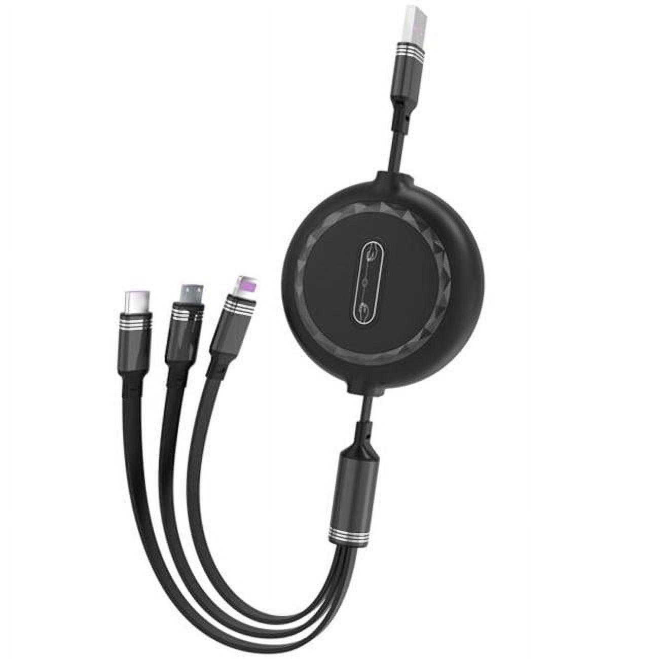3P Experts 3PX-RT3N1CABLE-BLK Retractable 3N1 USB Charging Cable, Black - Walmart.com