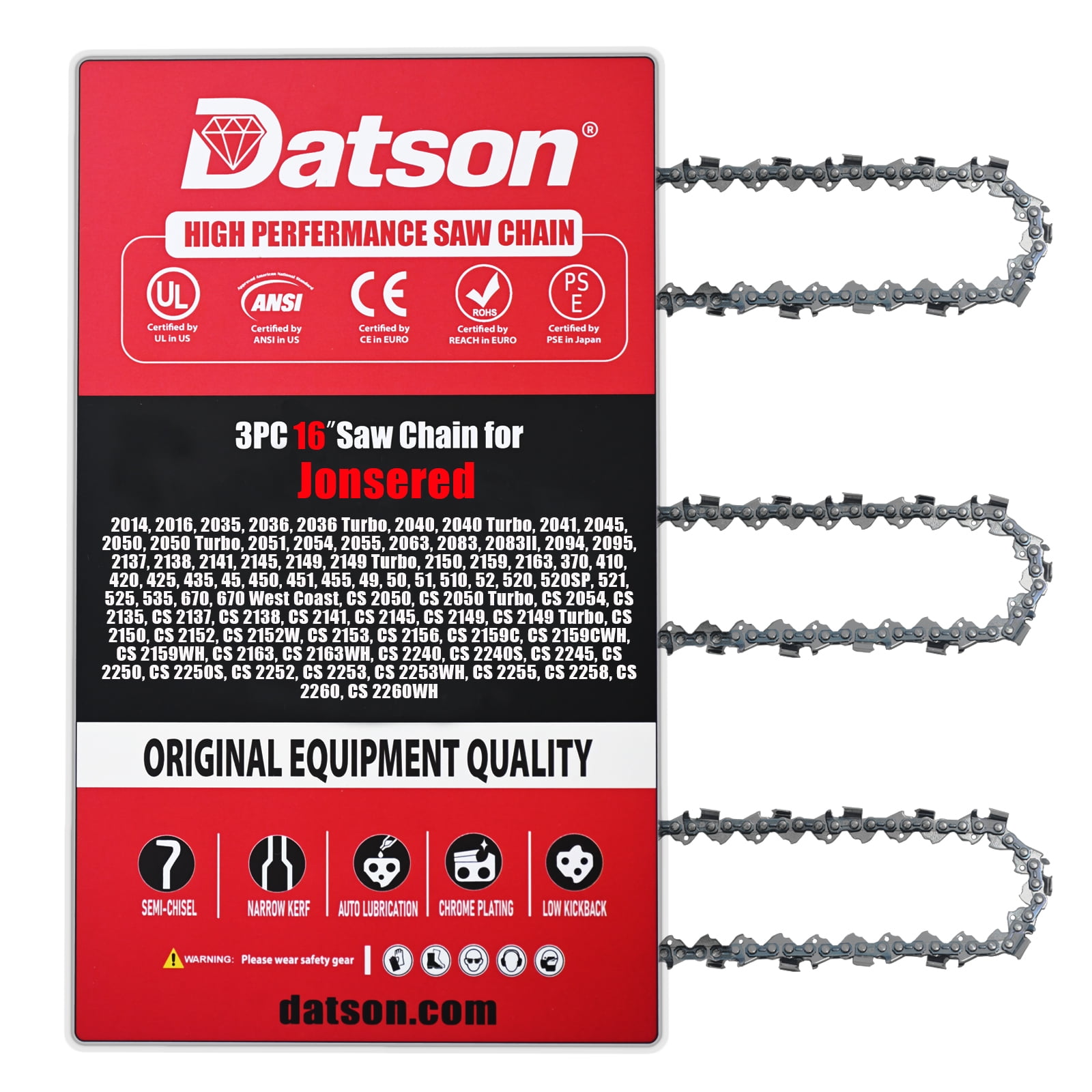 3PACK,16 Inch Chainsaw Chain .325" Pitch .050" Gauge 66 Drive Links FOR ...