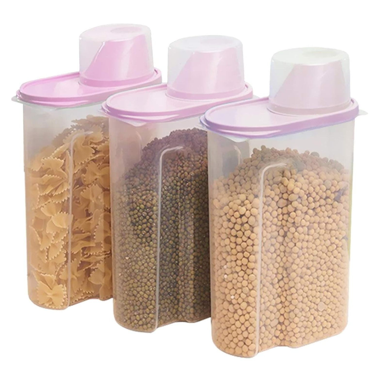 3PACK 2.5L(89oz) Cereal Storage Plastic Jar Airtigh Transparent Kitchen ...