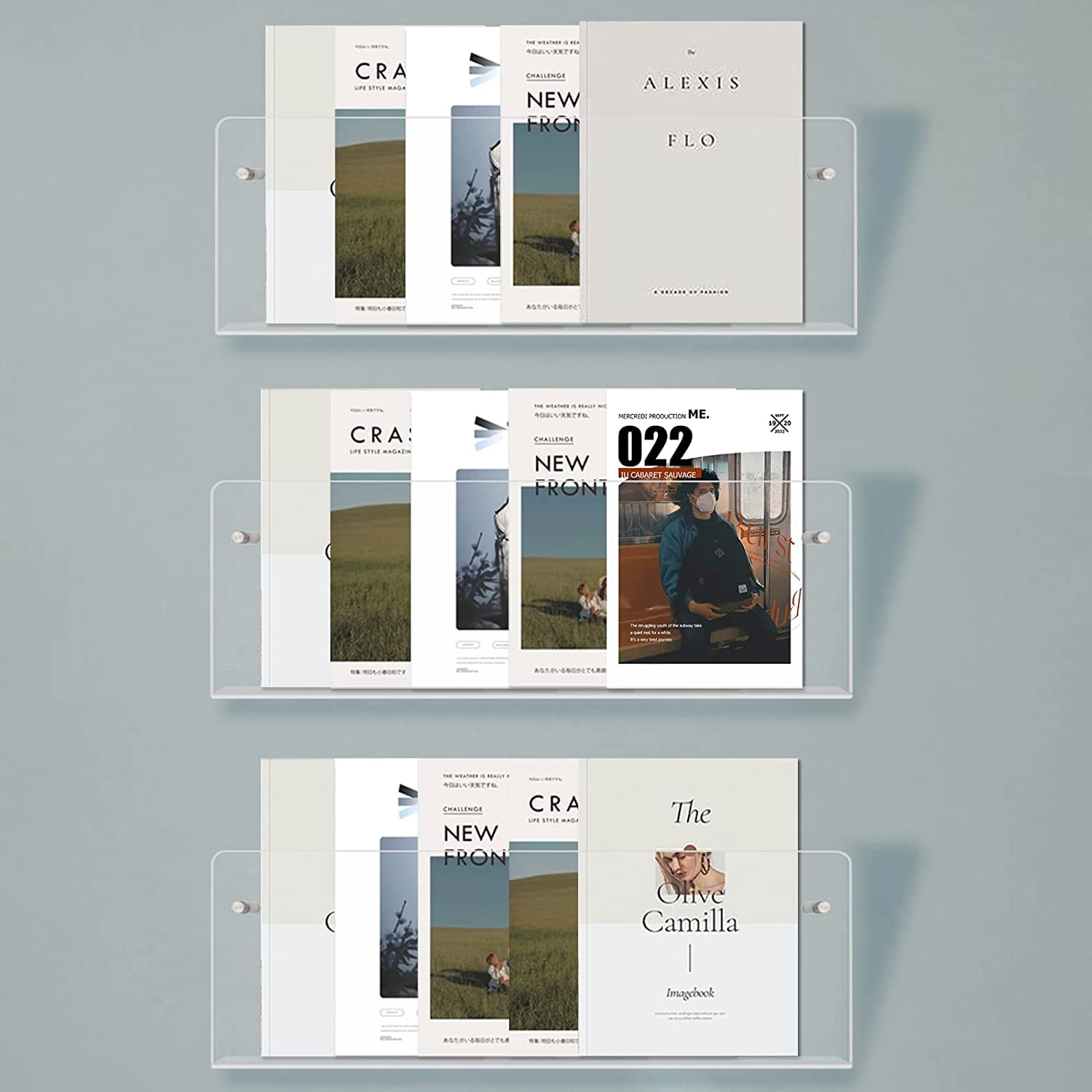 3PACK Acrylic Brochure Holder Wall Mount Clear Hanging Magazine Rack ...