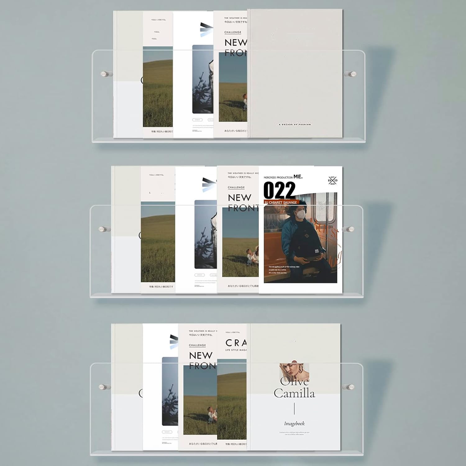 3PACK Acrylic Brochure Holder Wall Mount Clear Hanging Magazine Rack ...