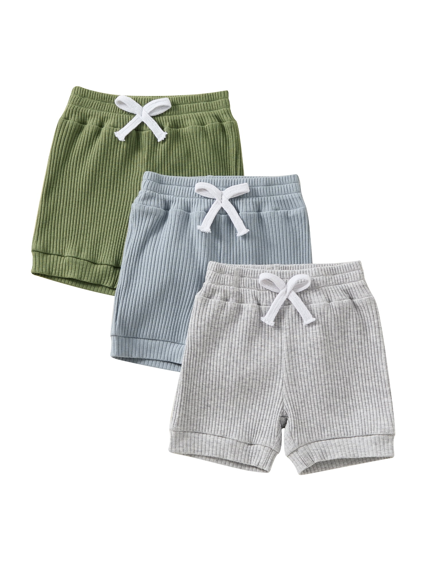 3PACK Baby Girls Boys Shorts Set, Elastic Waist Solid Summer Shorts ...