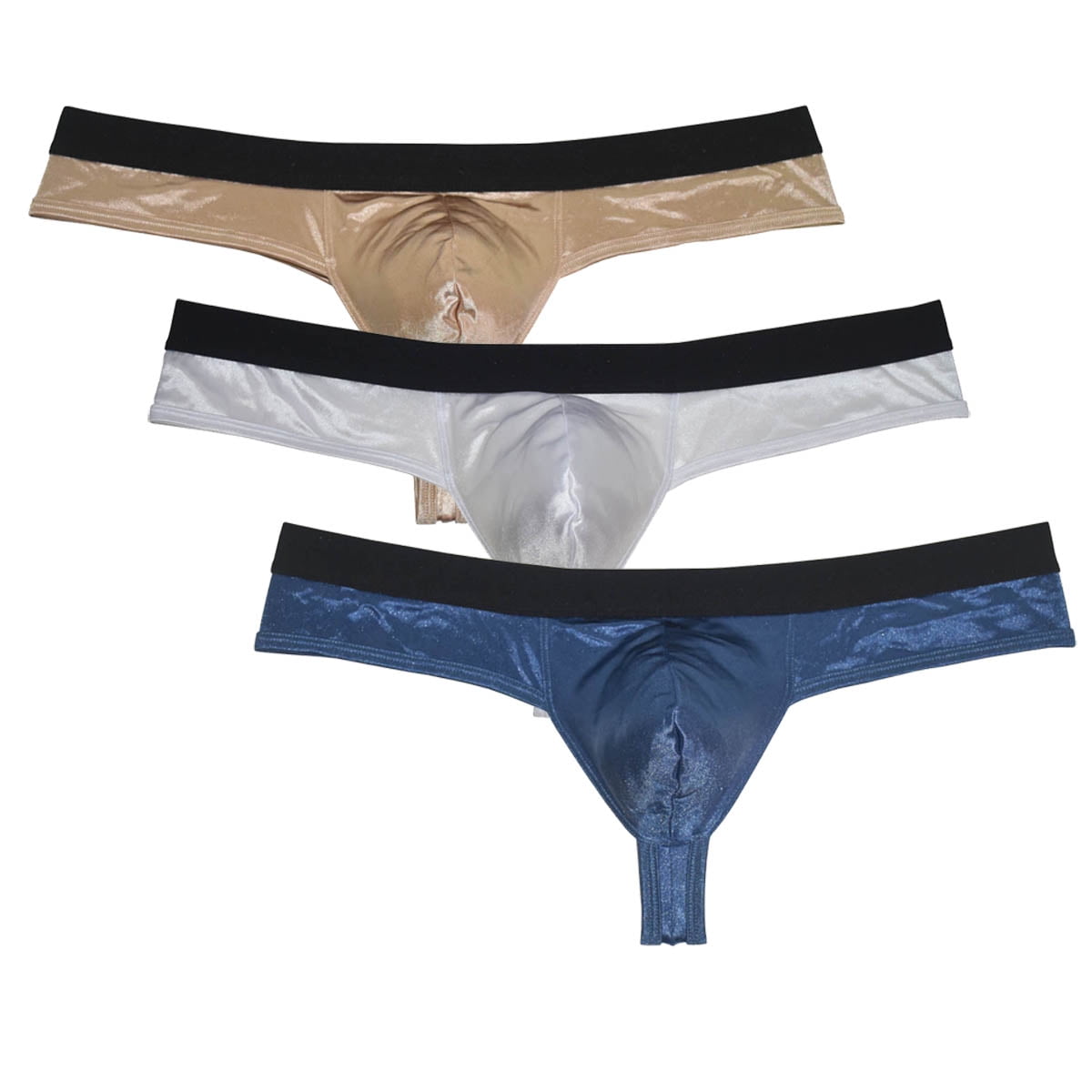 3PACK Botmois Men's Solid Mini Bottoms Bikini Briefs Breathable Thong G ...