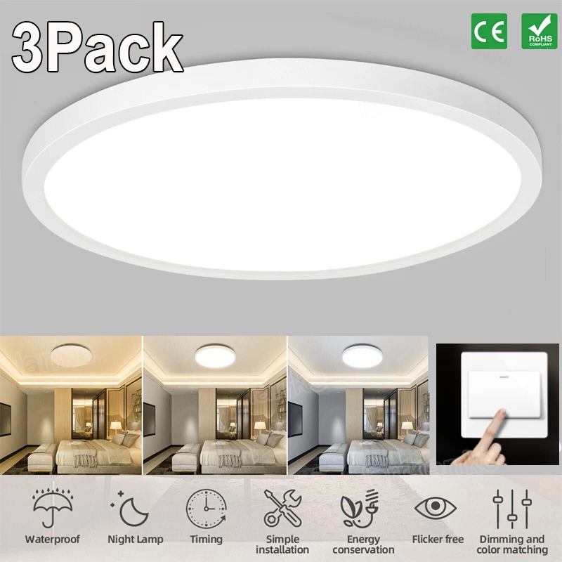 3PACK LED Ceiling Down Light Ultra Thin Flush Mount Kitchen Home ...