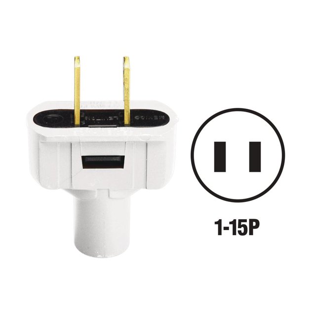 3PACK Leviton 15A 125V 2-Wire 2-Pole Vinyl Cord Plug, White - Walmart.com