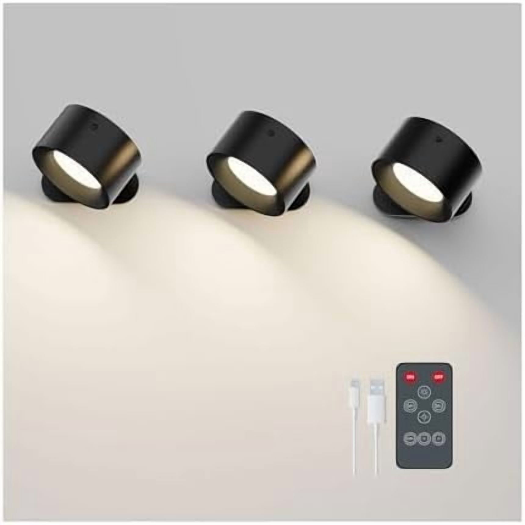 3PACK Rechargeable LED Wall Sconce, Cordless Battery with Remote ...
