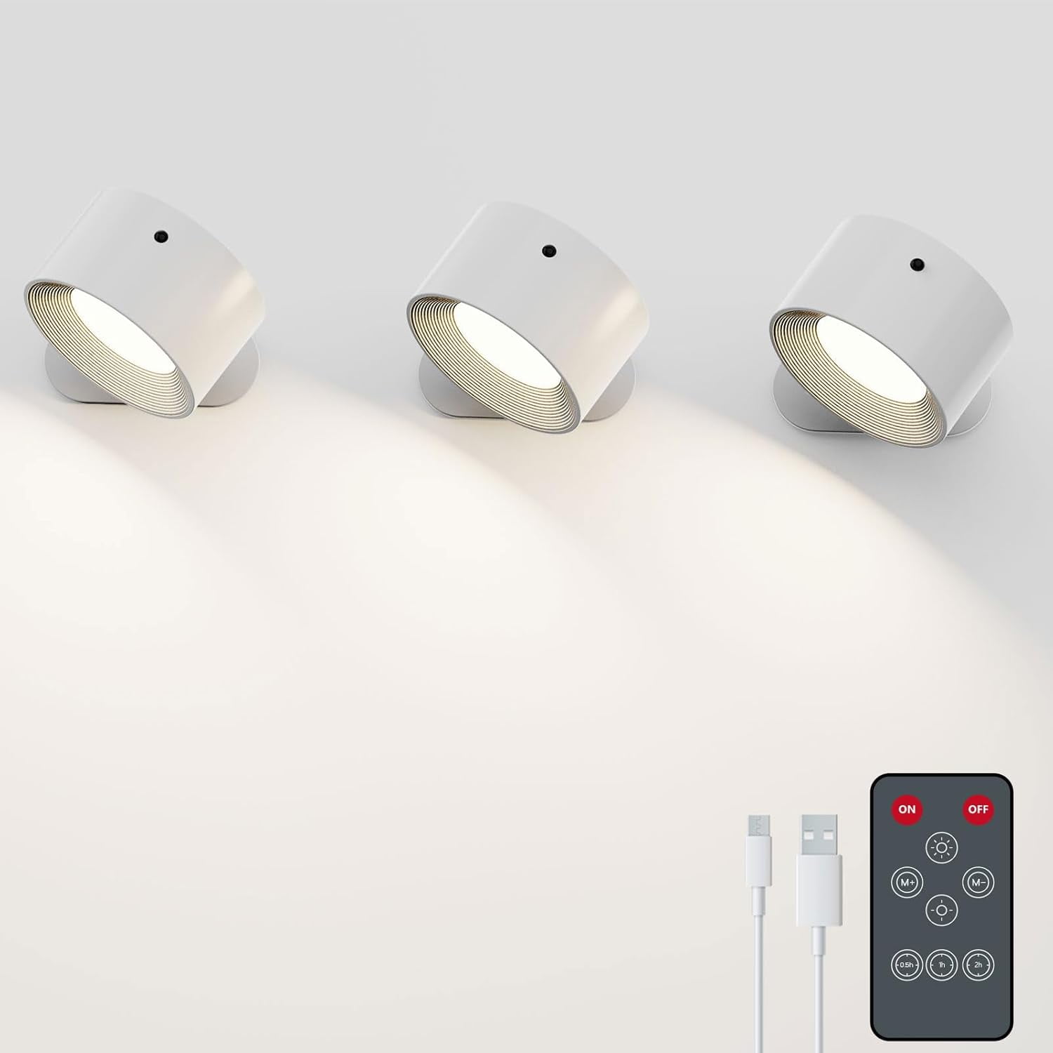 3PACK Romote Wall Sconce - Wall Light, 3 Colors & 3 Brightness Levels ...