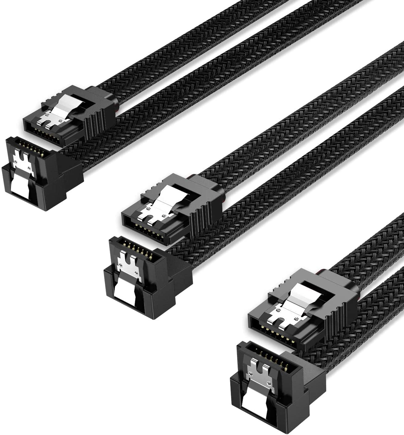 3PACK SATA Cable III 3 Pack 90 Degree Straight to Right Angle 6Gbps HDD ...