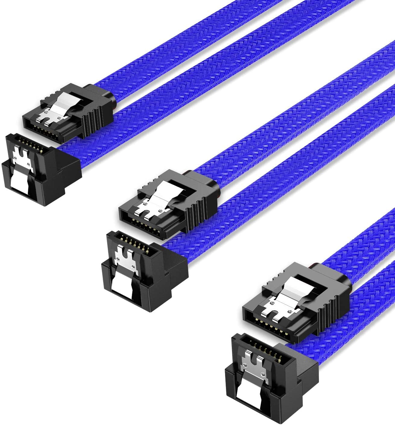 3PACK SATA Cable III 3 Pack 90 Degree Straight to Right Angle 6Gbps HDD ...