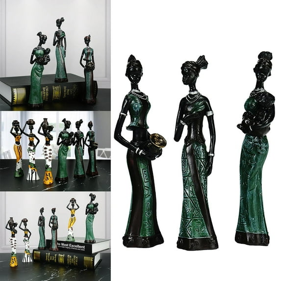 3PACK Vintage African Statue Hand Sculpture African American Figurines ...