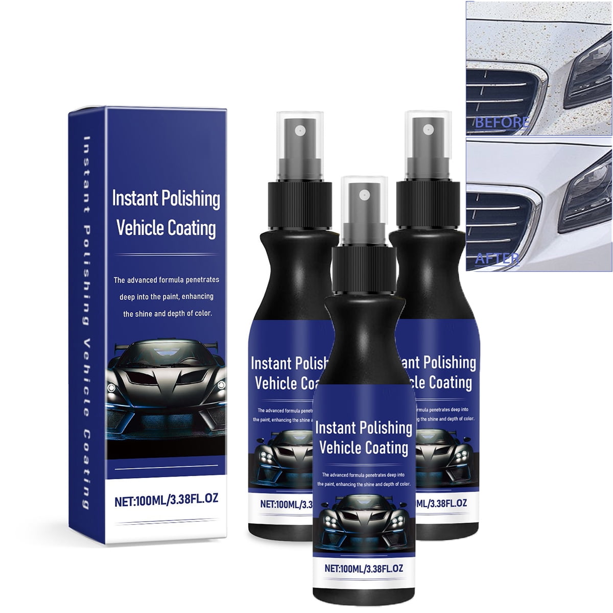 3PC 2025 Upgrade Multi-Functional Coating Renewal Agent, 3 in 1 Ceramic Car Coating Spray, High ...