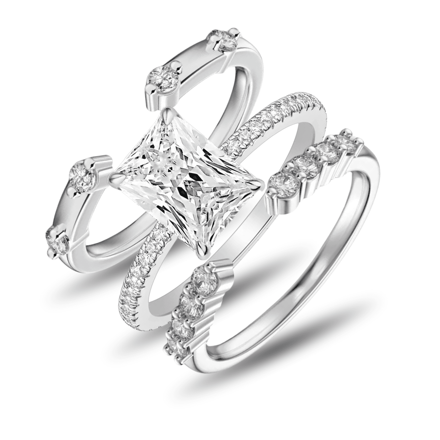 3PC 3 Carat Radiant Cut Engagement Ring Set for Women,D color VVS1 ...