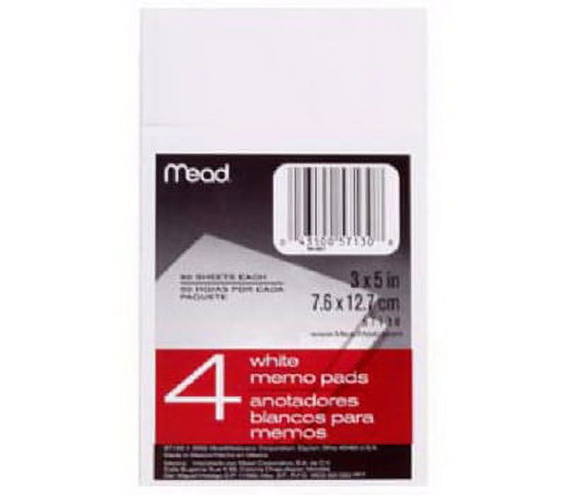 3PC Acco Mead 57130 50 Ct White 4 Pack Memo Pad - Walmart.com