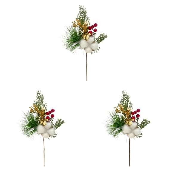 3PC Artificial Christmas Tree Picks Red Berry Pine Branches Fruit ...